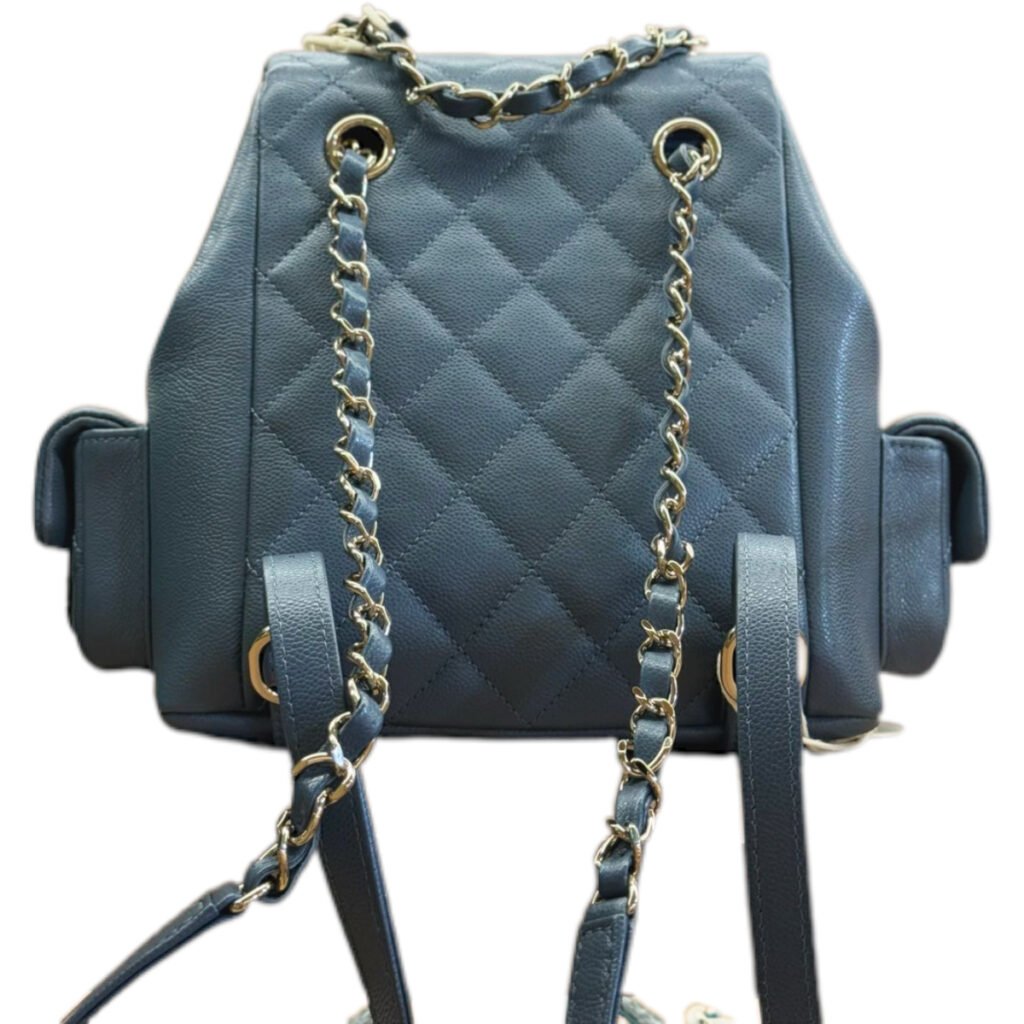 Chanel Backpack Small 99% NEW Blue-Gold Backpack 2023 Microchip Edition ...
